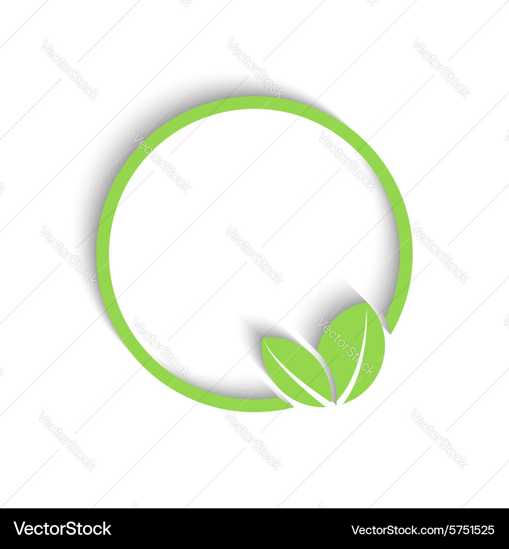 3d round green frame fresh leafs plant mockup Vector Image