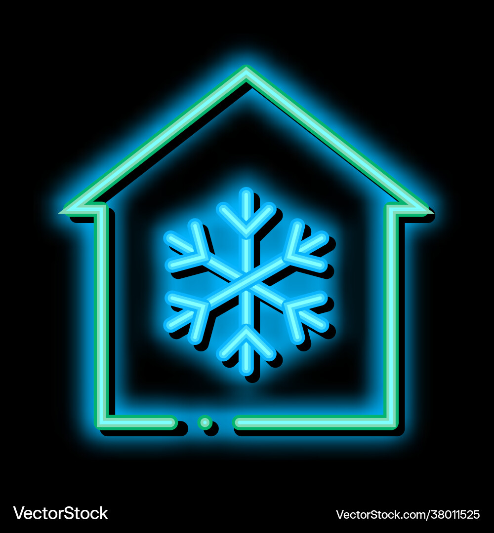 Building and snowflake cooling equipment Vector Image
