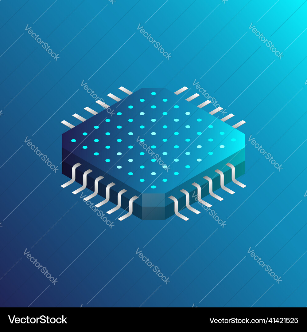 Cpu with blue lights and effects futuristic Vector Image