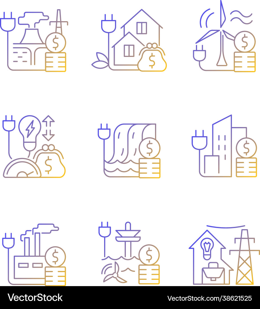 Energy prices linear icons set Royalty Free Vector Image