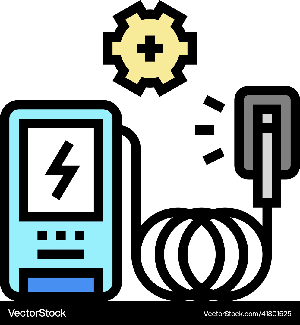 Ev charger installation color icon Royalty Free Vector Image