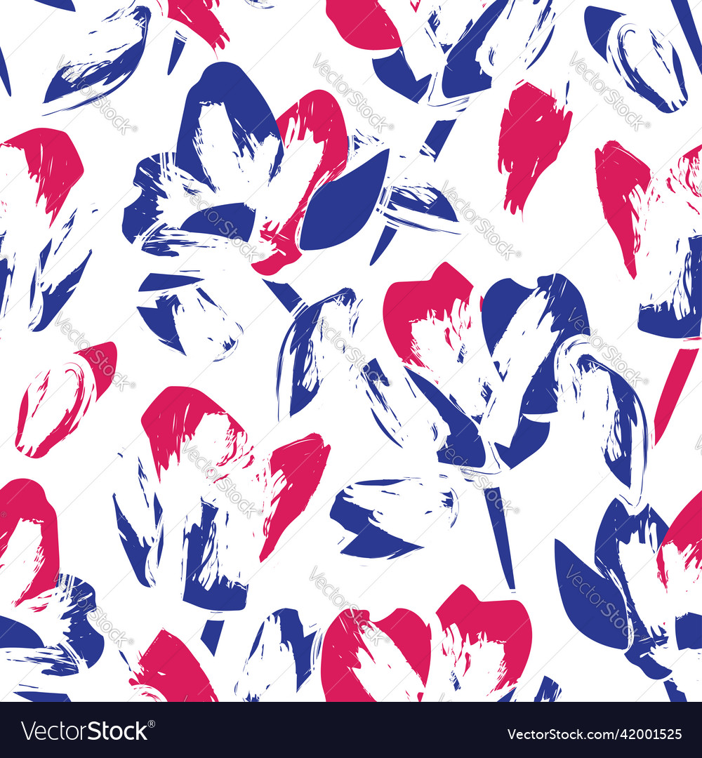 Floral brush strokes seamless pattern design Vector Image