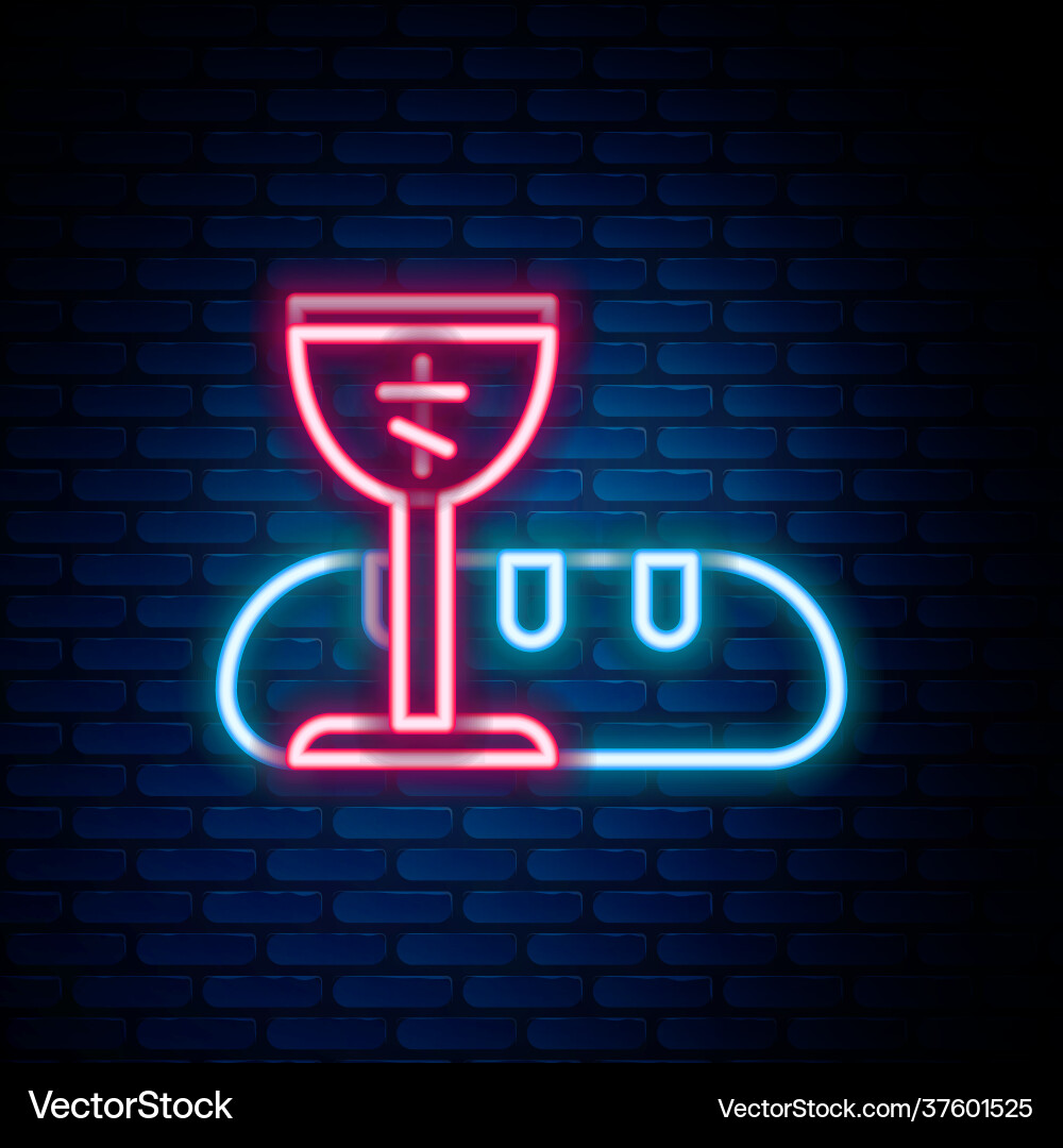 Glowing neon line first communion symbols Vector Image