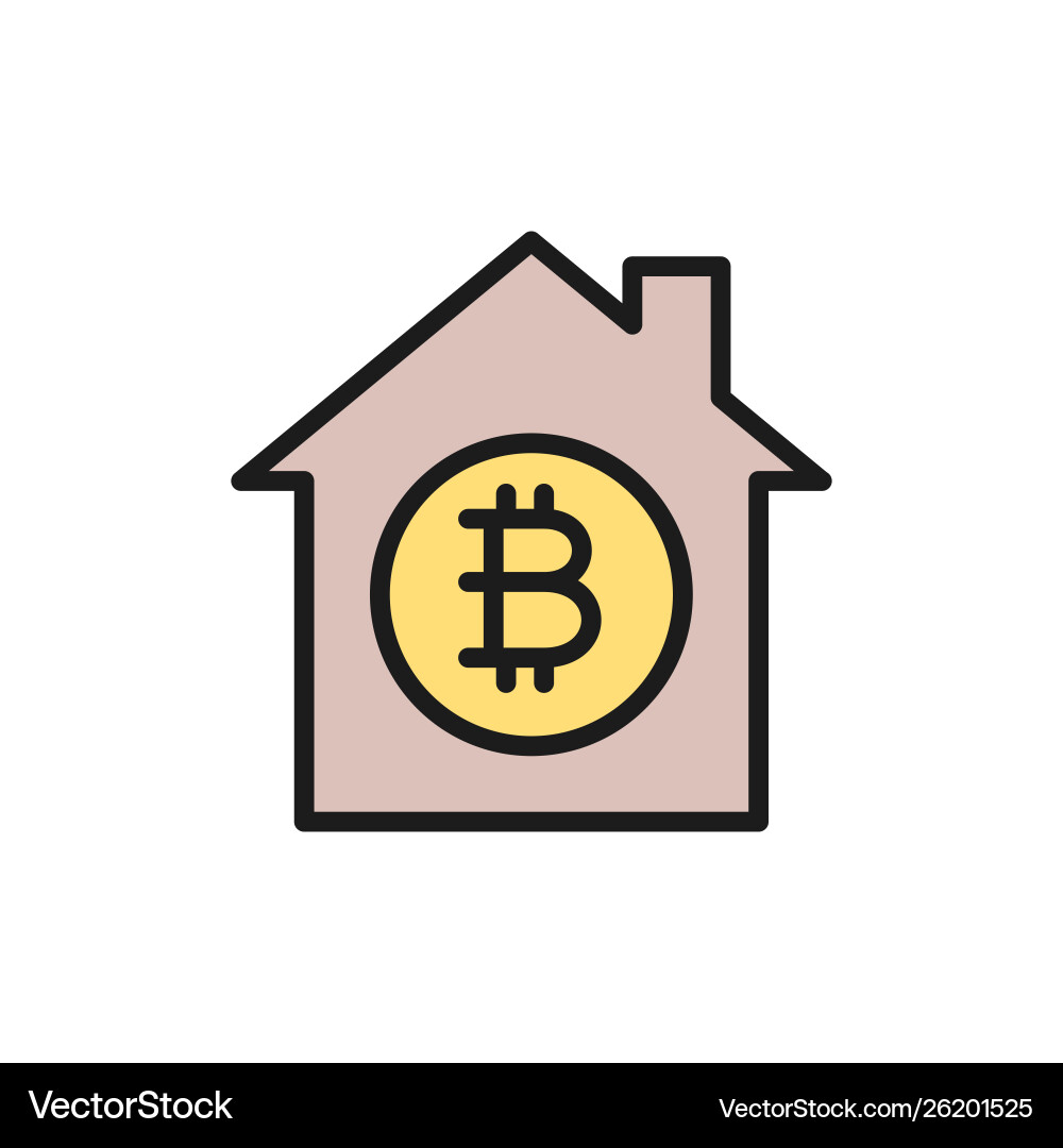 House with bitcoin coin cryptocurrency protection Vector Image