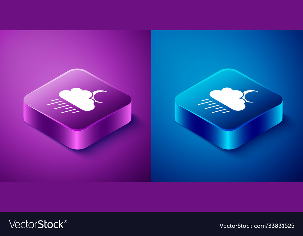 Isometric cloud with rain and moon icon isolated Vector Image