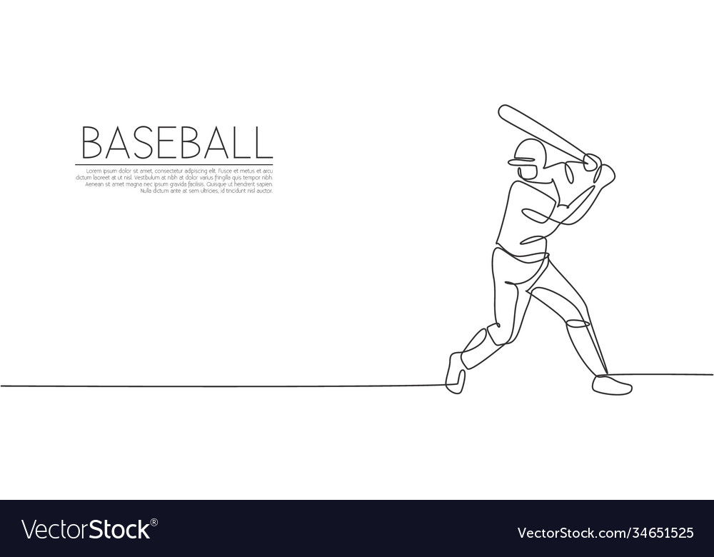 One single line drawing young energetic man Vector Image