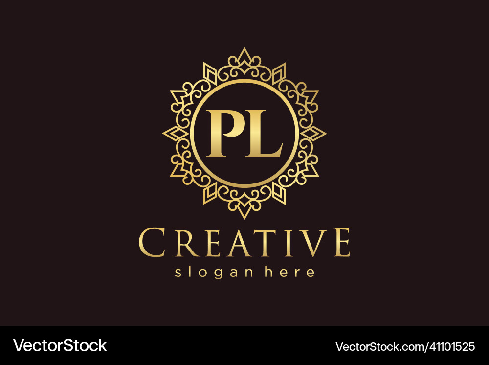 Pl initial letter luxury calligraphic feminine Vector Image