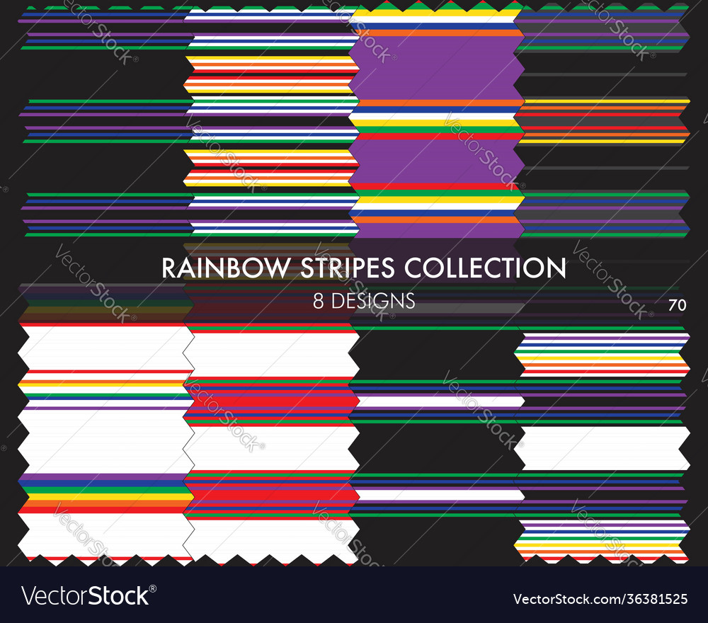 Rainbow stripe seamless pattern collection Vector Image