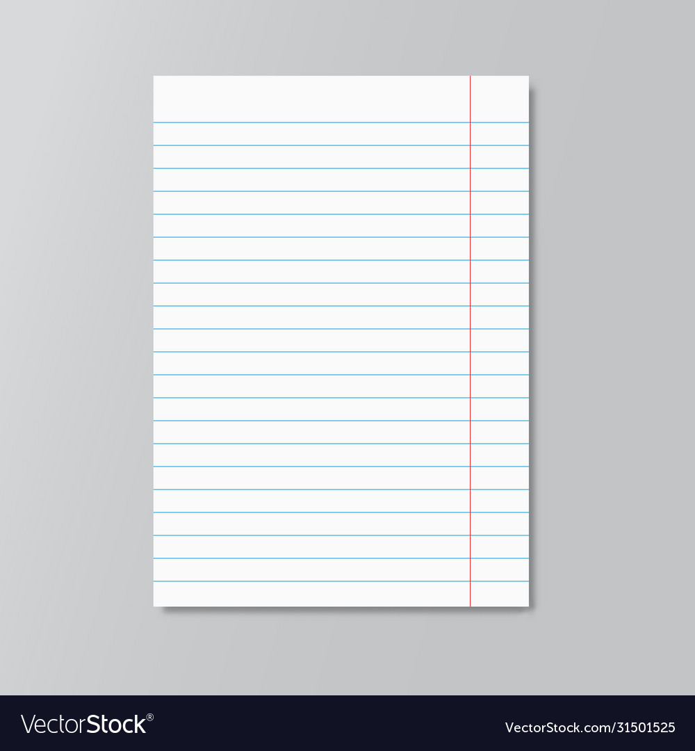 Realistic copybook page mockup paper background Vector Image