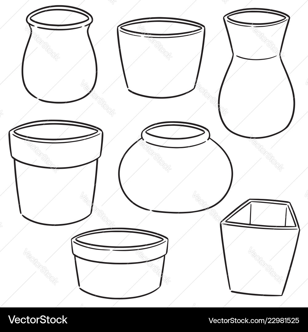 Set of pots Royalty Free Vector Image - VectorStock