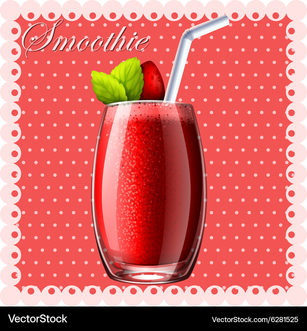 Strawberry smoothie in glass Royalty Free Vector Image