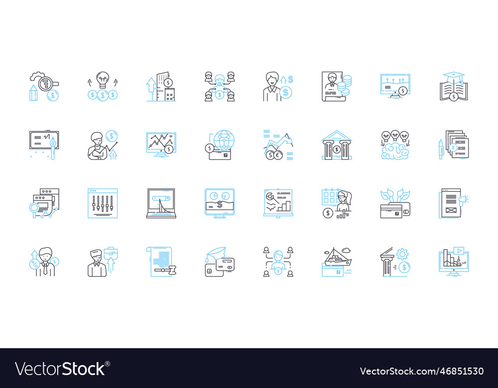 Asset control linear icons set inventory Vector Image Asset control linear icons set inventory Vector Image