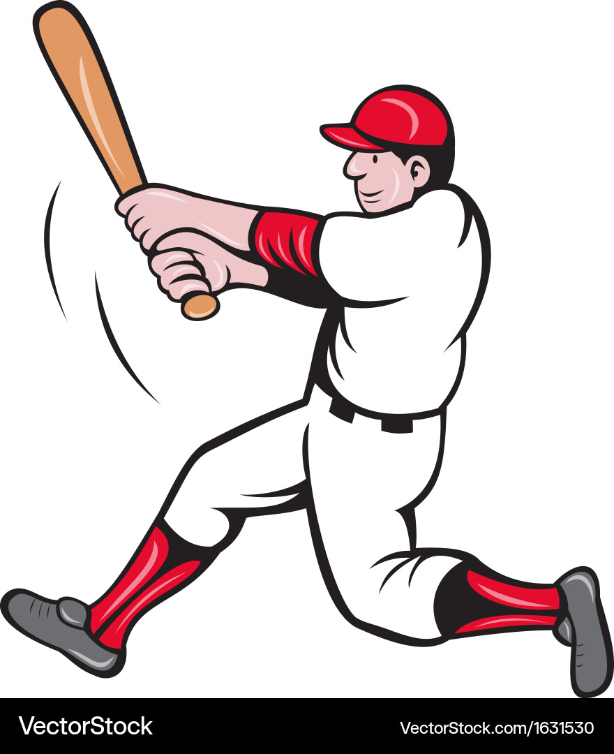 Baseball player batting cartoon style Royalty Free Vector
