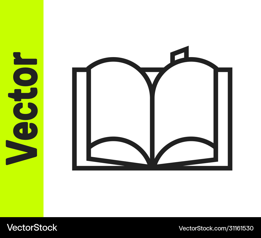 Black line open book icon isolated on white Vector Image