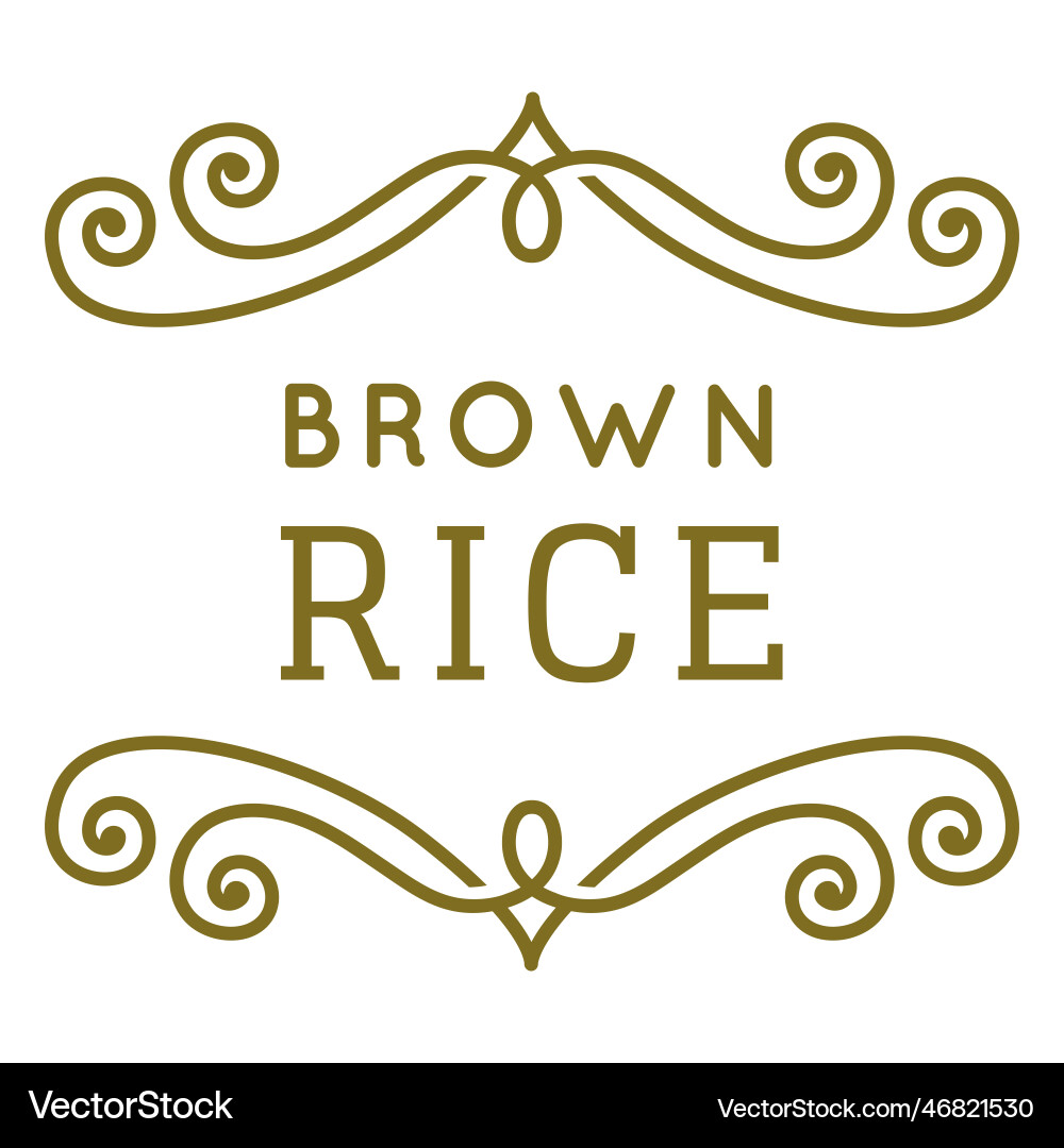 Brown rice swirls label Royalty Free Vector Image