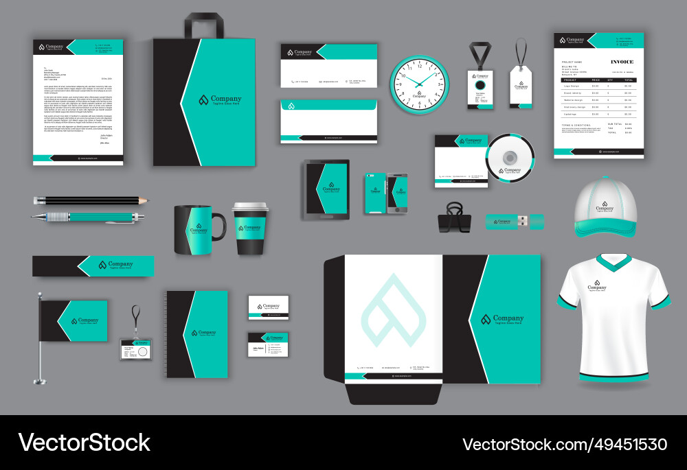 Corporate modern stationary set design template Vector Image