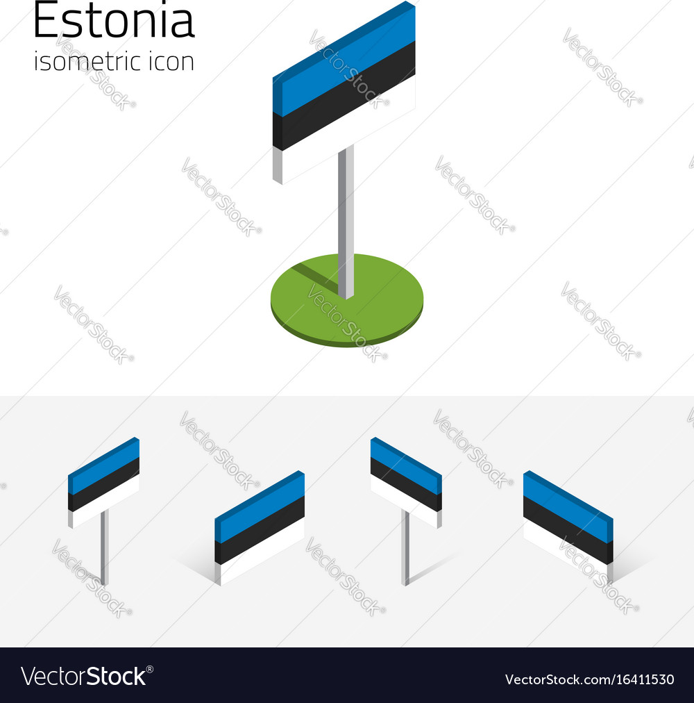Estonia flag set of 3d isometric icons Royalty Free Vector