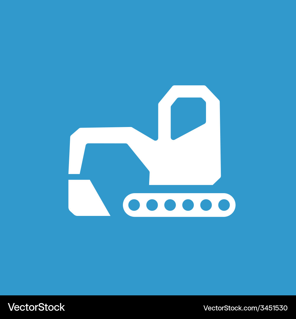 Excavator icon white on the blue background Vector Image