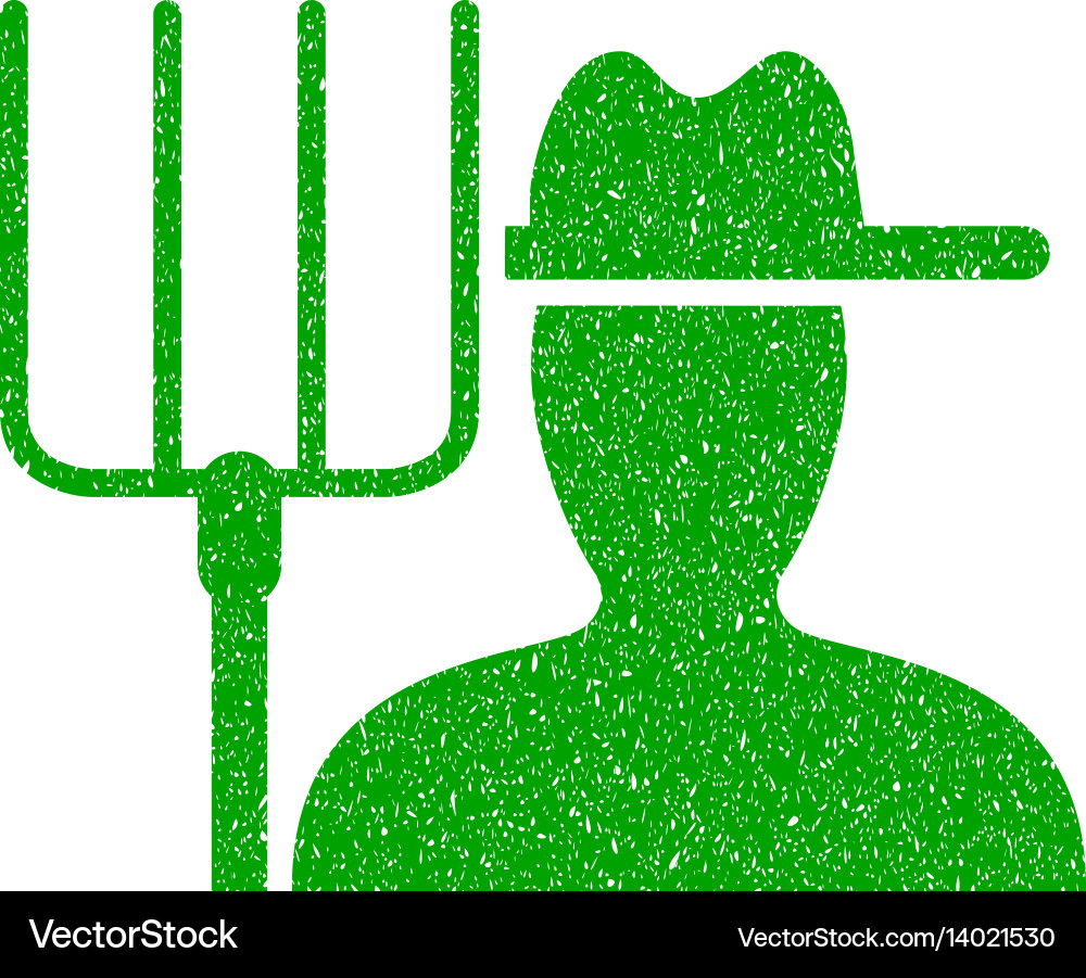Farmer with pitchfork icon grunge watermark Vector Image
