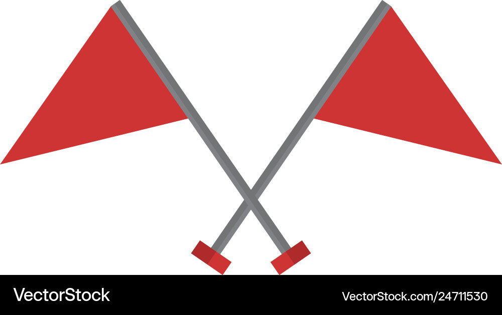 Flags markers with crossed sticks isolated icon Vector Image