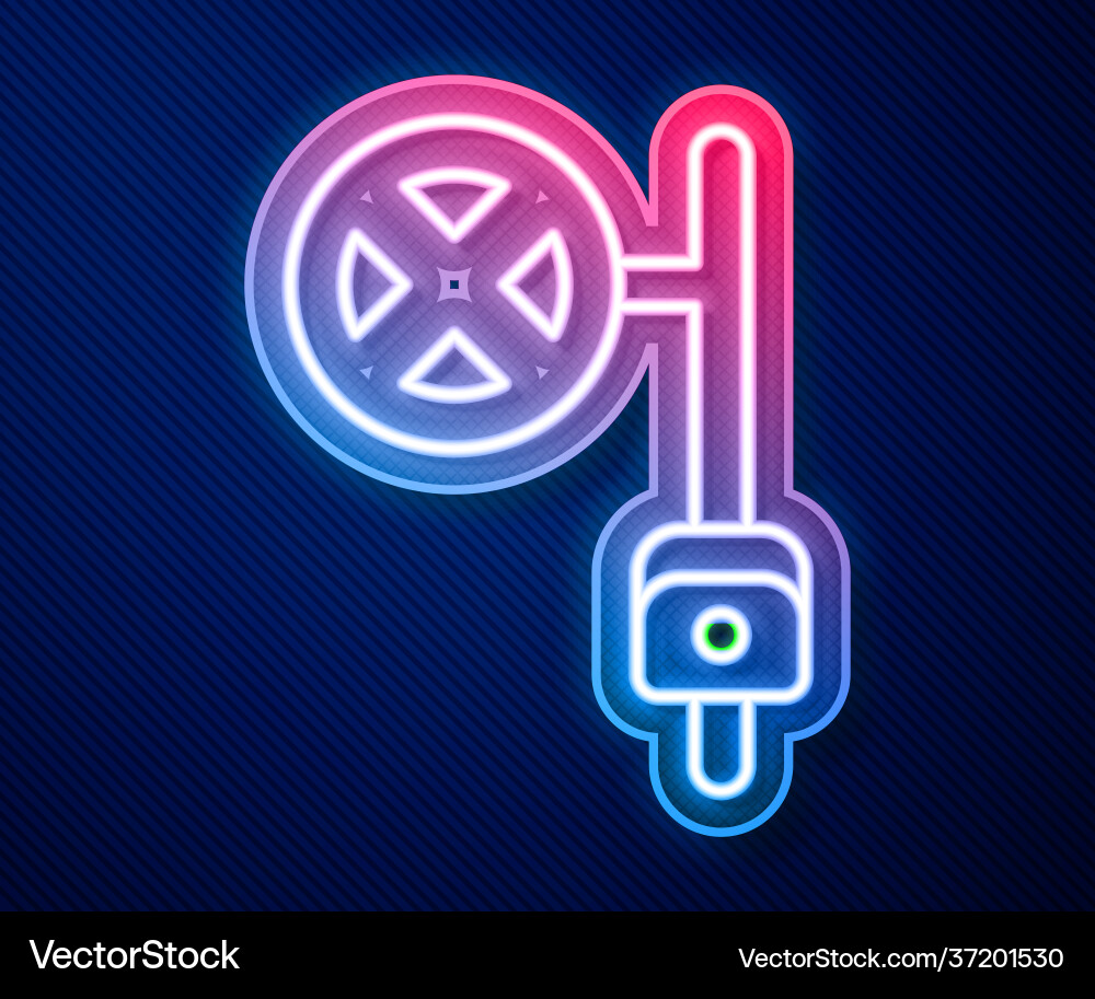 Glowing neon line stop sign with camera icon Vector Image