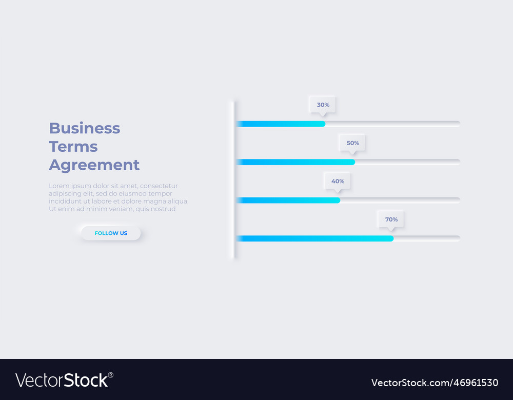 Horizontal bar graph light neumorphic infographic Vector Image Horizontal bar graph light neumorphic infographic Vector Image