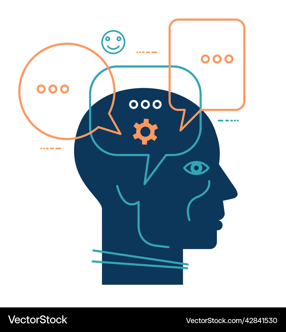 Human head silhouette with speech bubbles Vector Image