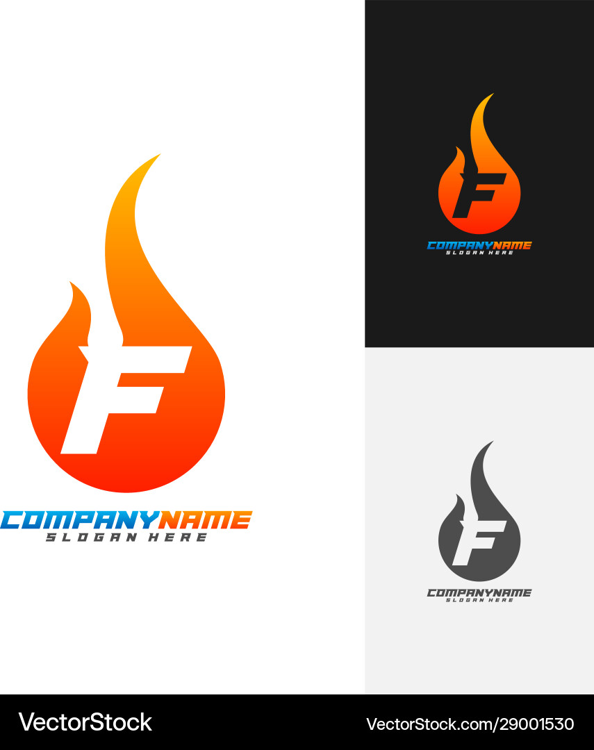 Letter f fire logo design template flames Vector Image
