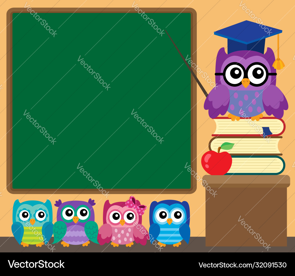 Owl teacher and owlets theme image 1 Royalty Free Vector