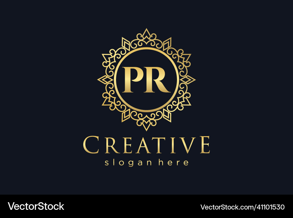 Pr initial letter luxury calligraphic feminine Vector Image