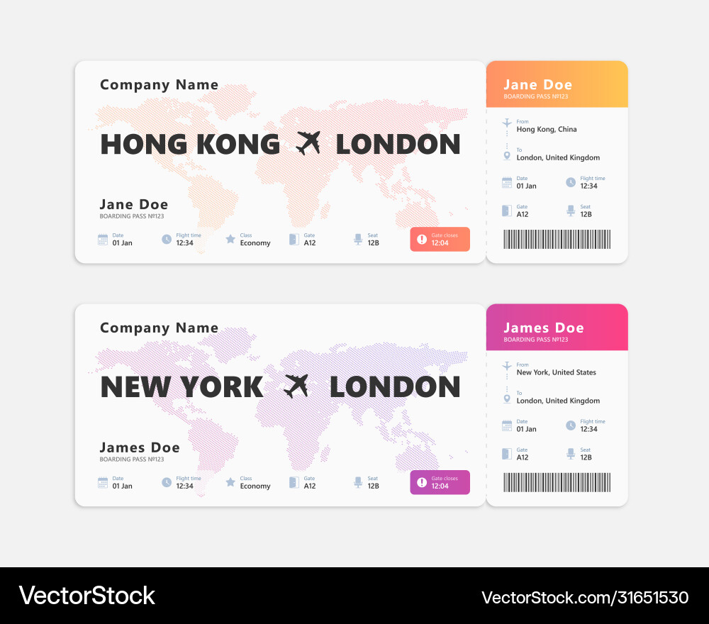 Realistic air ticket with passenger name isolated Vector Image