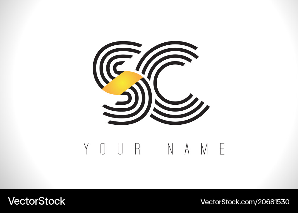 Sc black lines letter logo creative line letters Vector Image