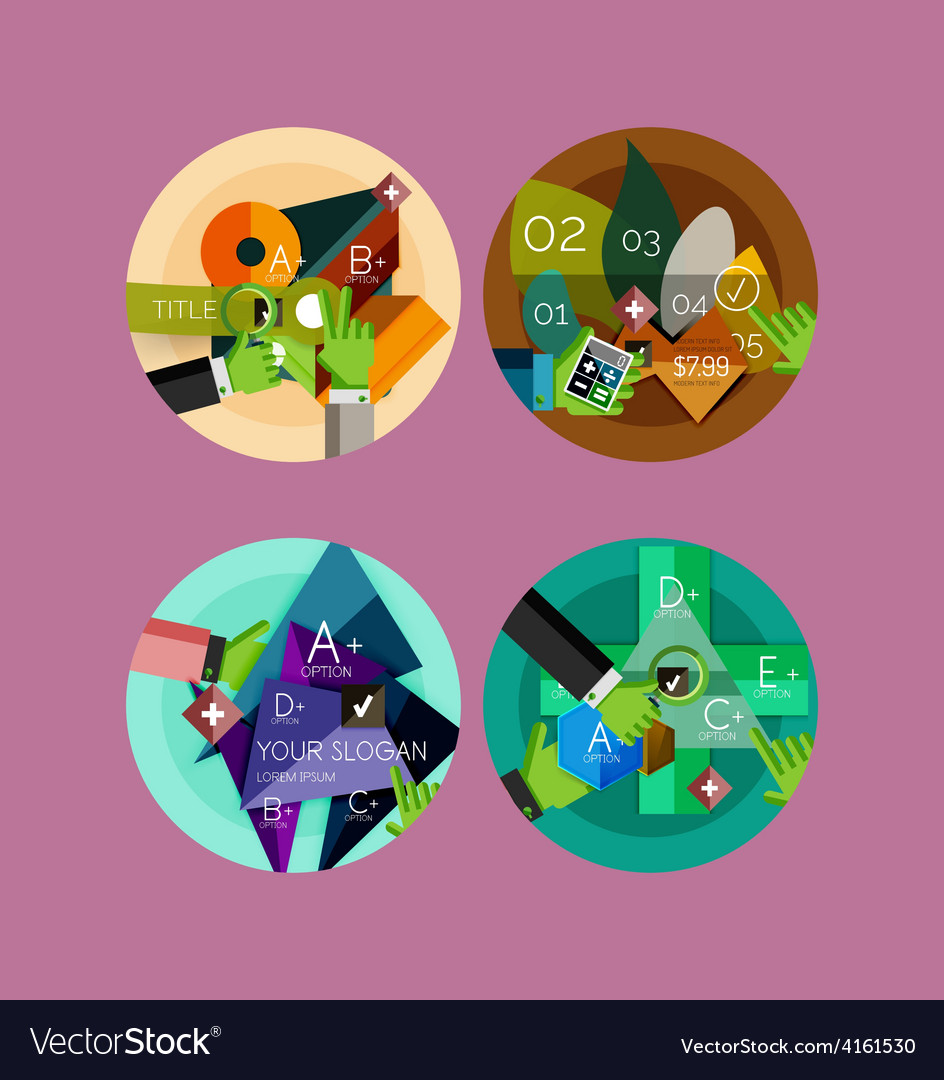 Set of flat design circle infographic icons Vector Image