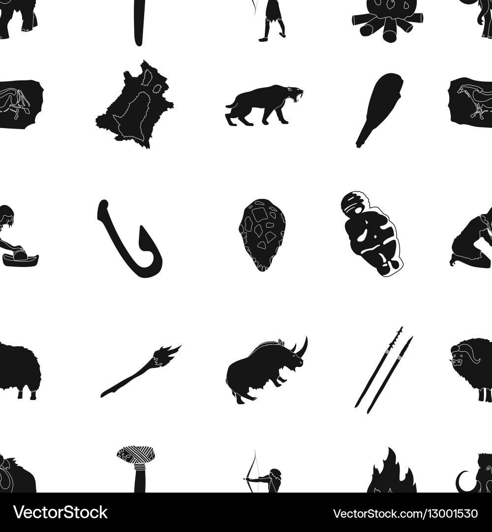 Stone age pattern icons in black style big Vector Image