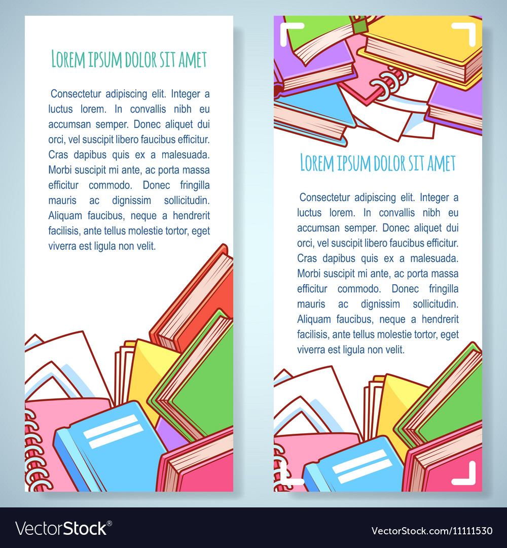 Two vertical banner with books and notepads Vector Image