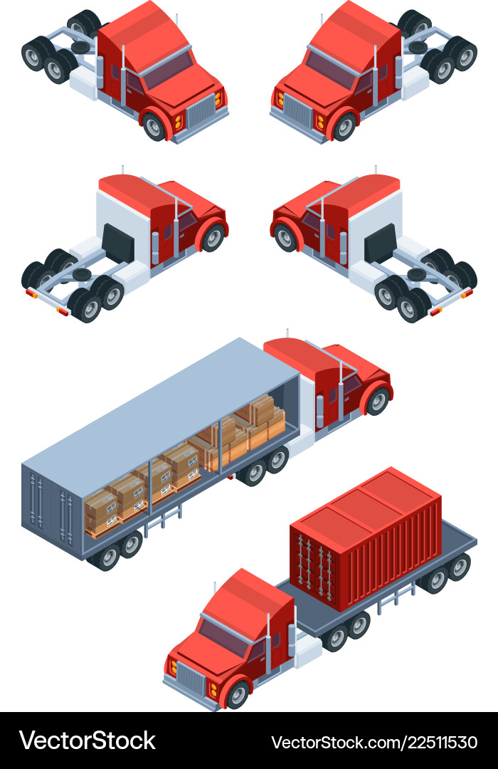 Various freight transport pictures isometric Vector Image