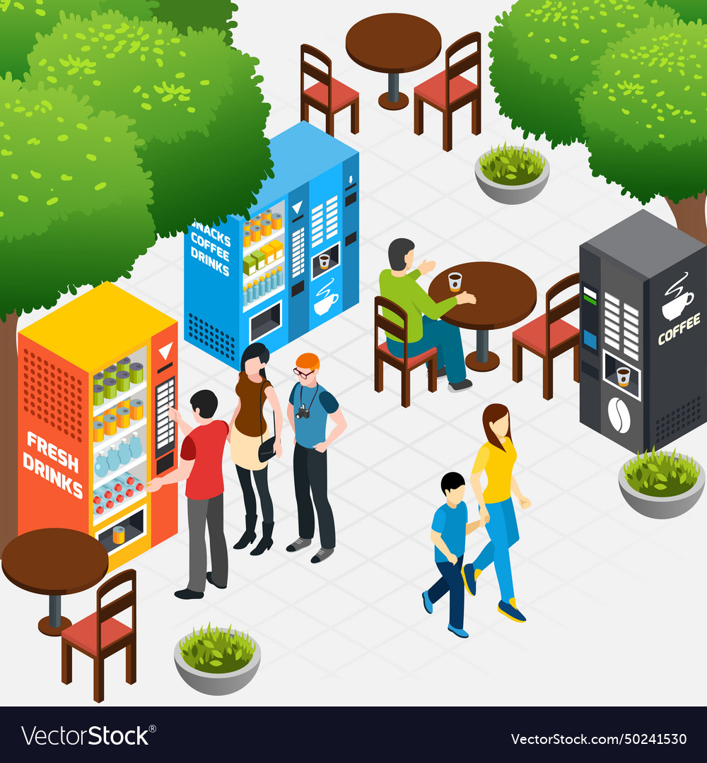 Vending machines composition Royalty Free Vector Image