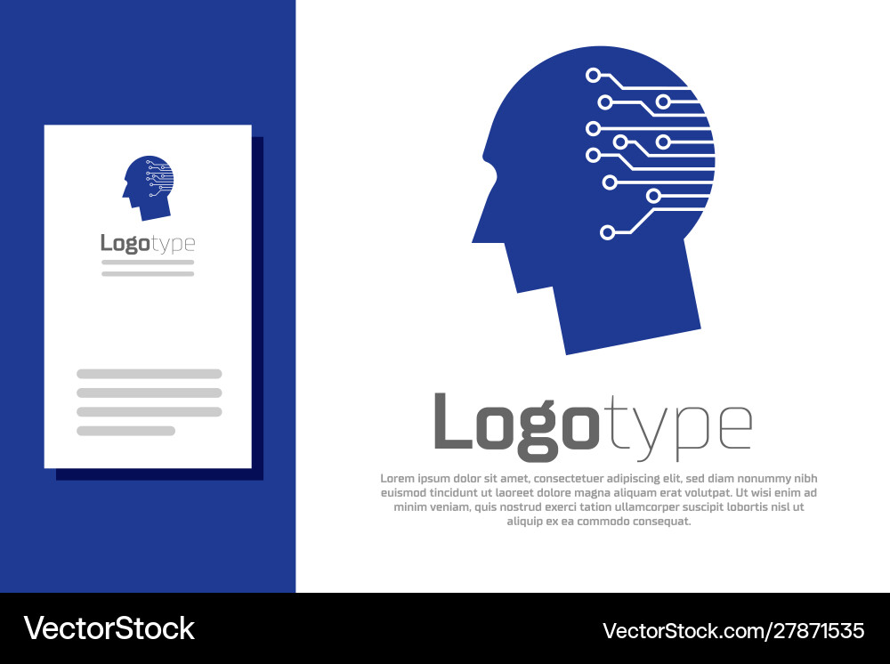Blue human brain as digital circuit board icon Vector Image