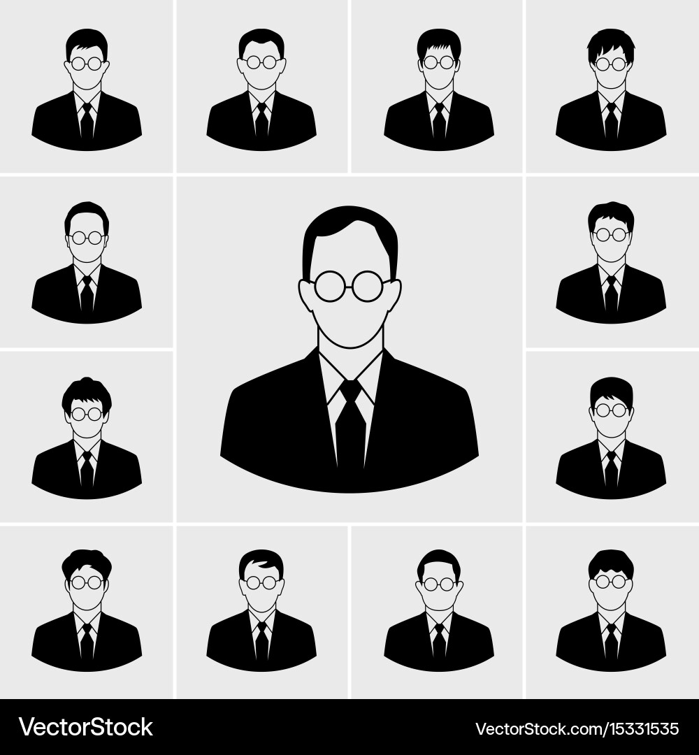 Business man icons set Royalty Free Vector Image