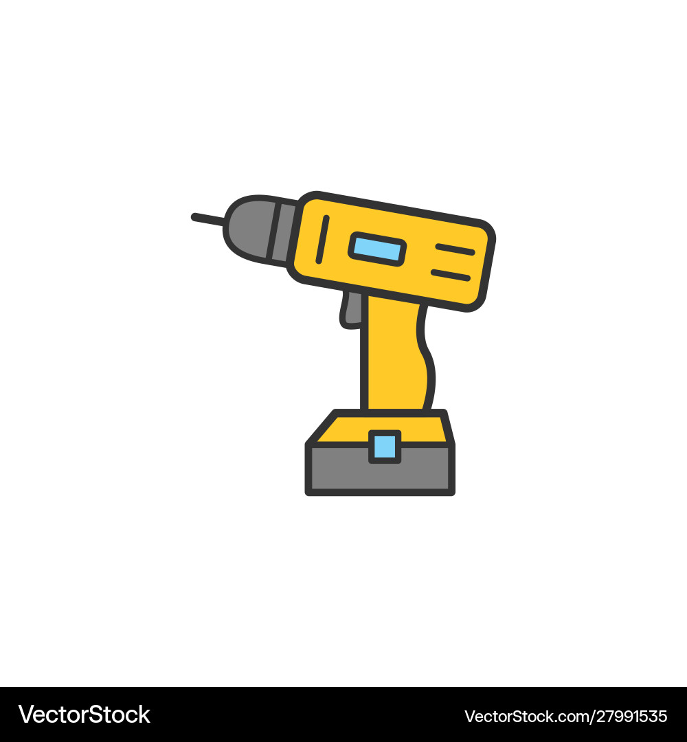 Cordless electric screwdriver linear icons Vector Image