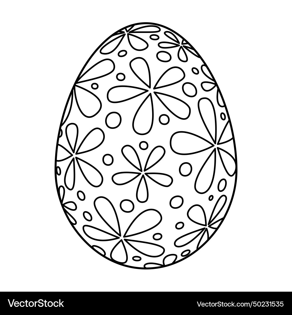 Hand drawn easter egg coloring book page Vector Image
