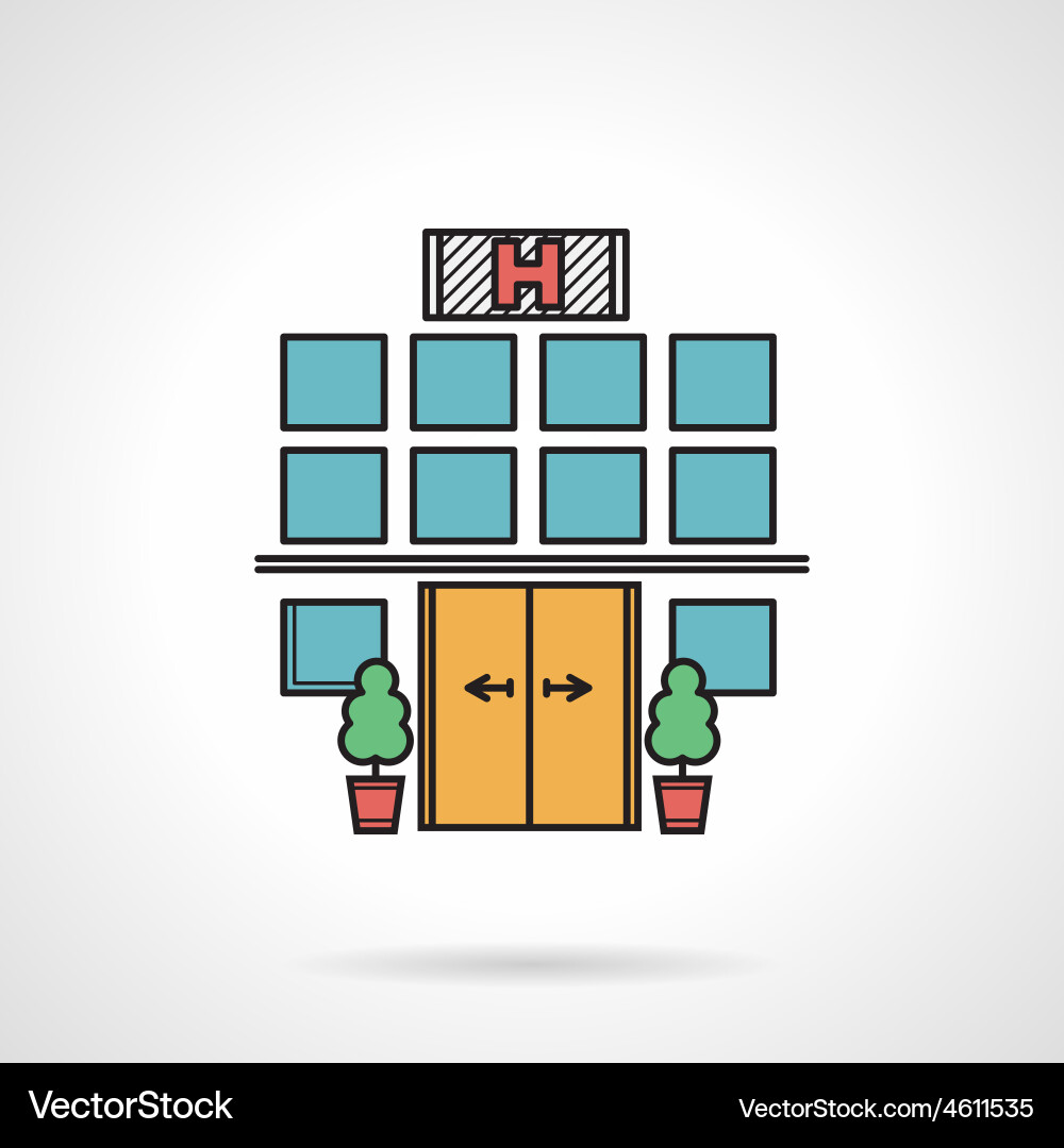 Hospital facade colorful icon Royalty Free Vector Image