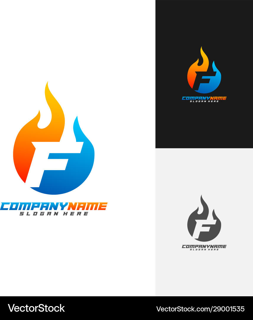 Letter f fire logo design template flames Vector Image