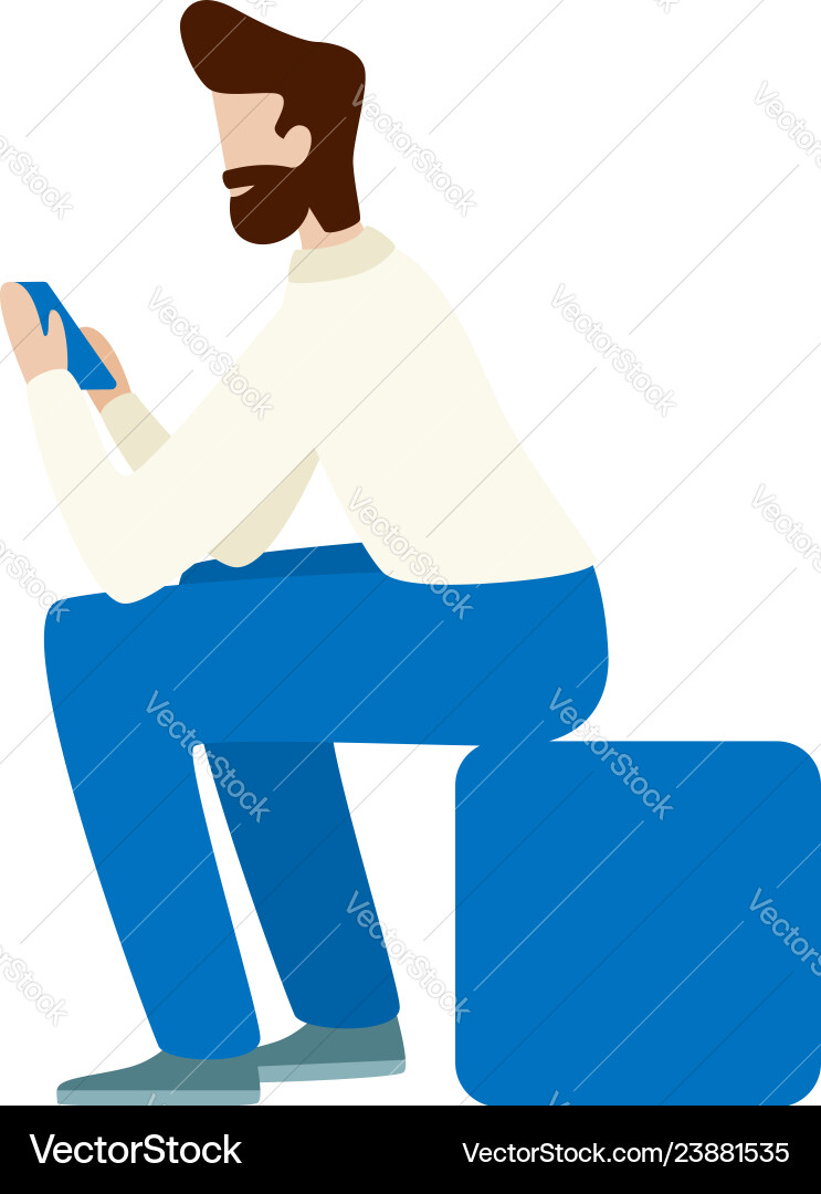 Man use smartphone flat concept isolated on white Vector Image
