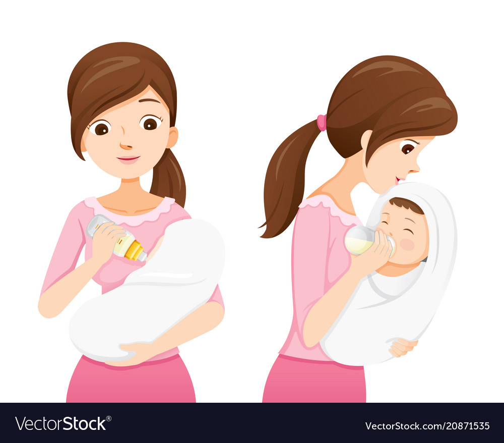 Mother feeding baby with baby bottle Royalty Free Vector Mother feeding baby with baby bottle Royalty Free Vector
