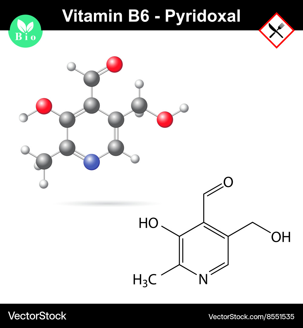 Pyridoxal chemical molecular formula Royalty Free Vector
