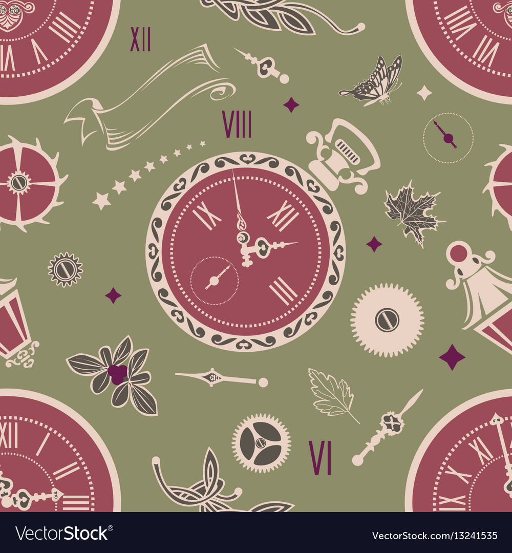 Seamless patterns clock Royalty Free Vector Image
