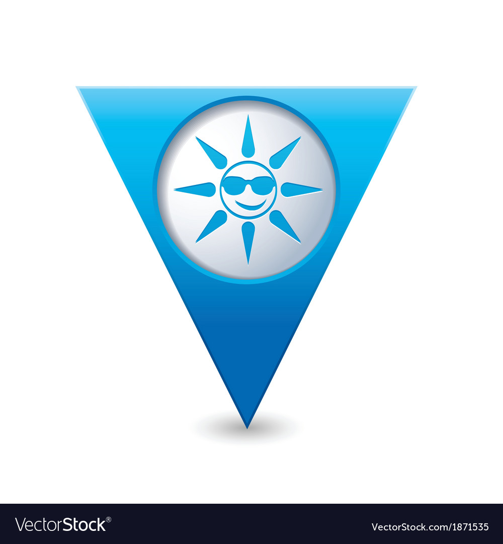 Sun symbol map pointer blue Royalty Free Vector Image