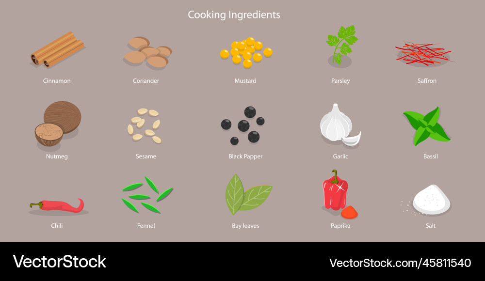 3d isometric flat icon of cooking Royalty Free Vector Image