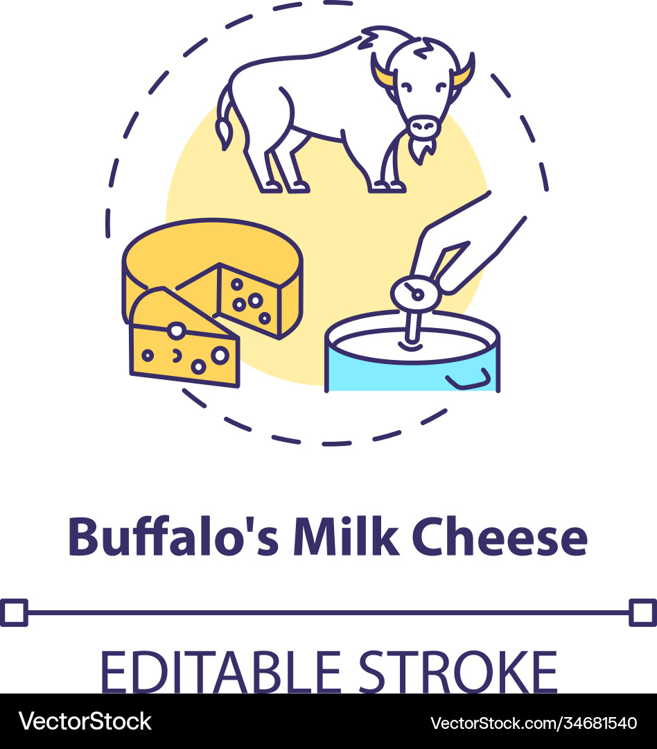 Buffalo milk cheese concept icon Royalty Free Vector Image